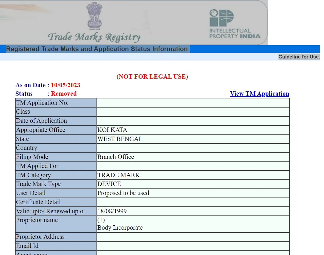 Ip india trademark status store